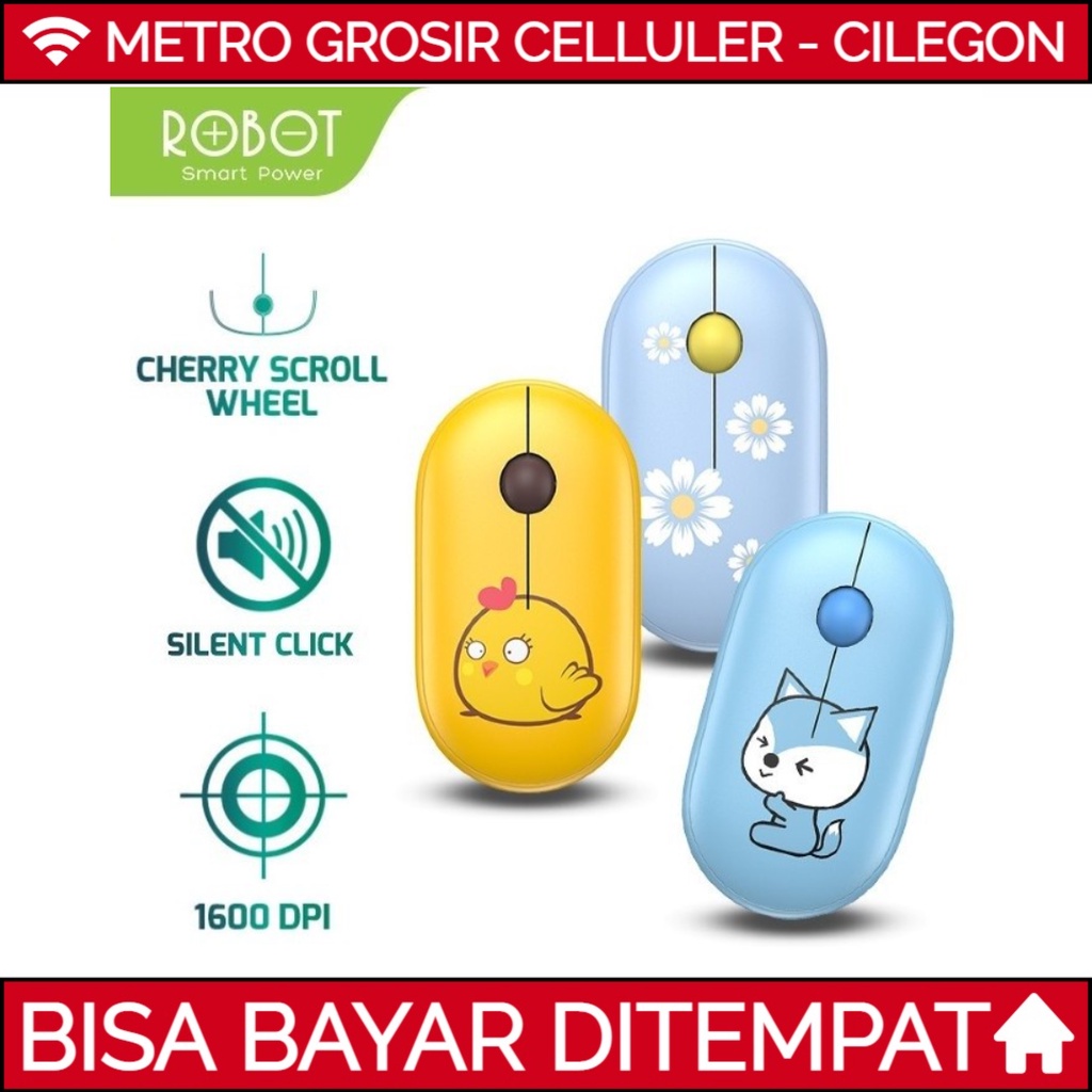 Jual ROBOT M230 Wireless Mouse Bluetooth Motif Flower Chick Fox ...