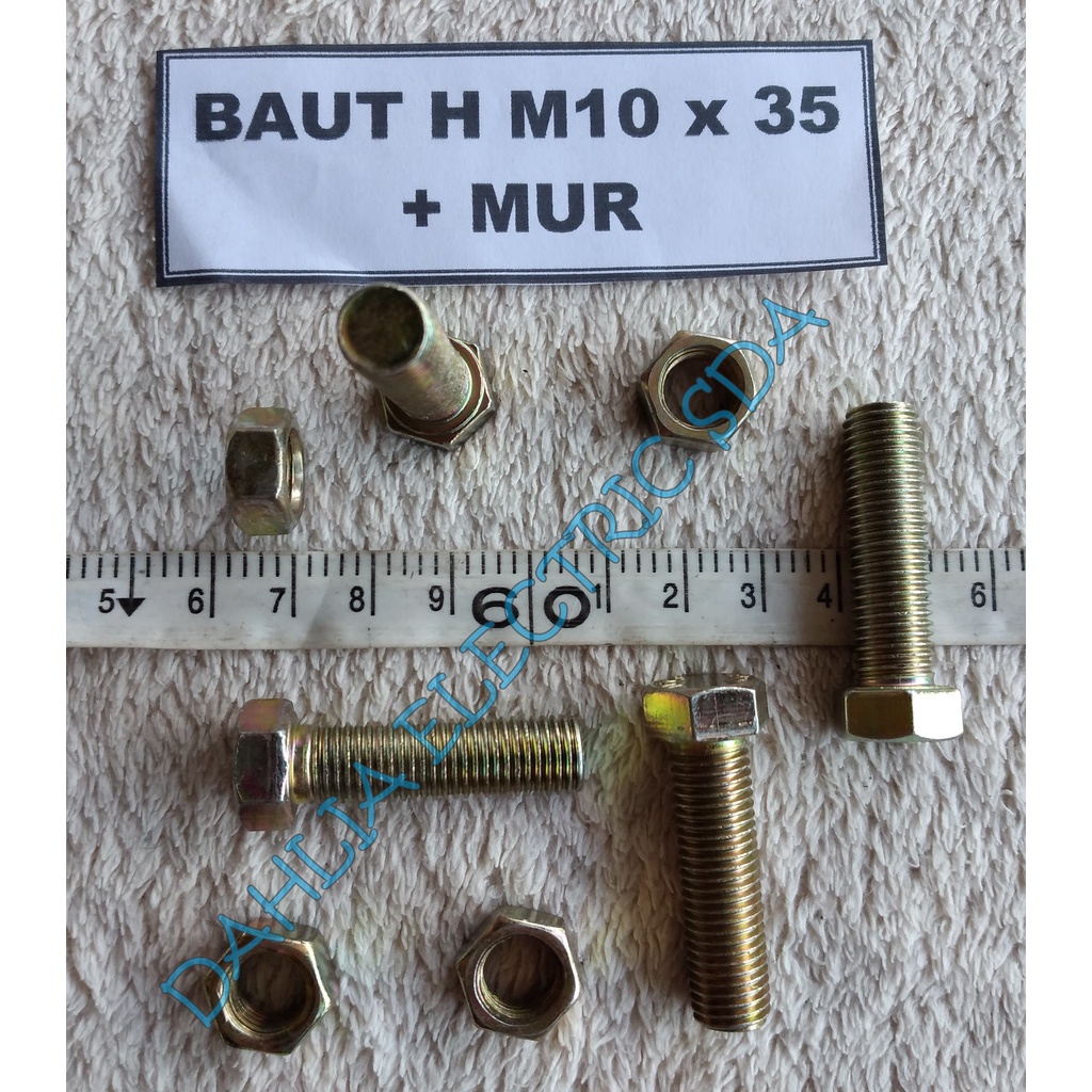 Jual BAUT H M10 x 35 + MUR (1 SET) | Shopee Indonesia