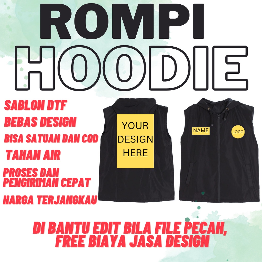 Jual ROMPI HOODIE POLOS ATAU SABLON DTF LOGO GAMBAR NAMA BEBAS DESIGN ...