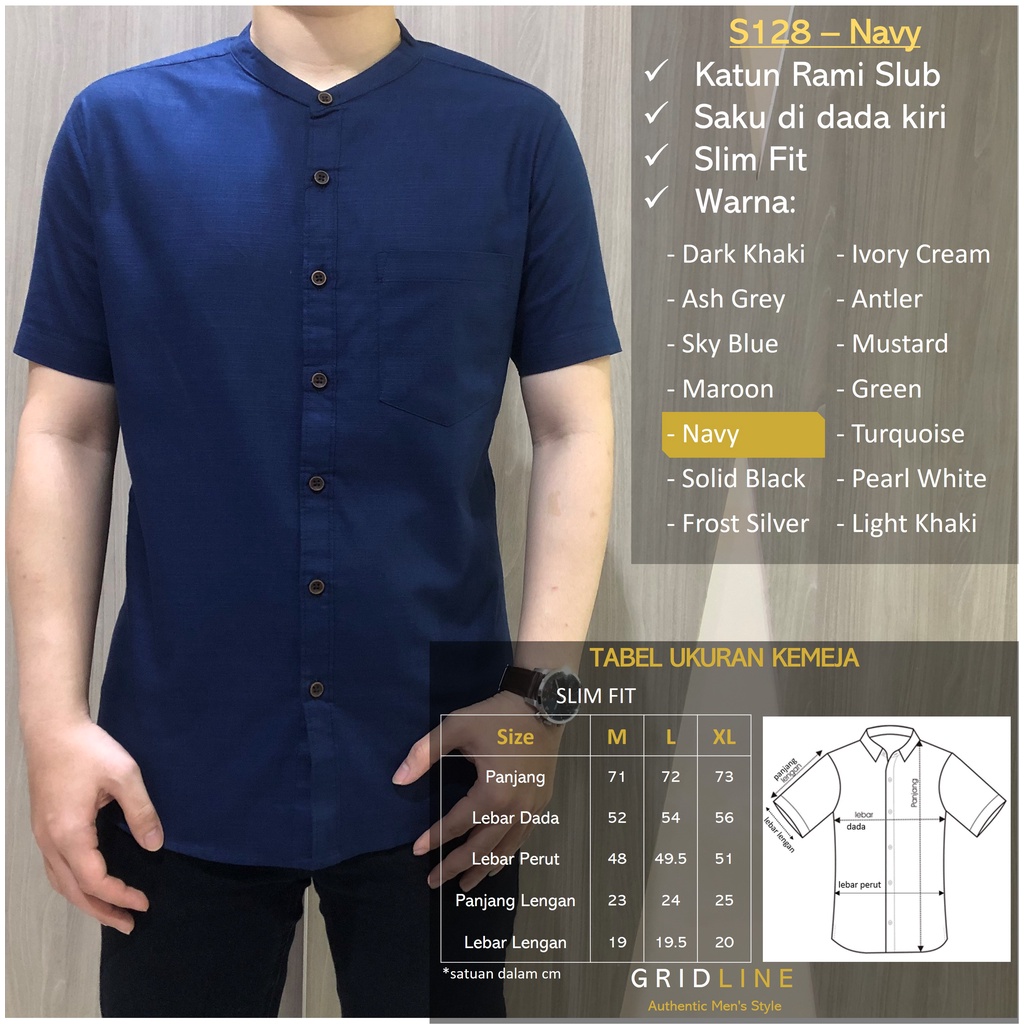 Jual MINOR DEFECT SALE - [GRIDLINE - S128 Colorful Premium Basic] Kemeja Pria Polos Koko Slimfit ...