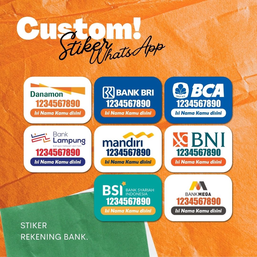 Jual Jasa Custom Stiker WhatsApp || Rekening Bank | Shopee Indonesia