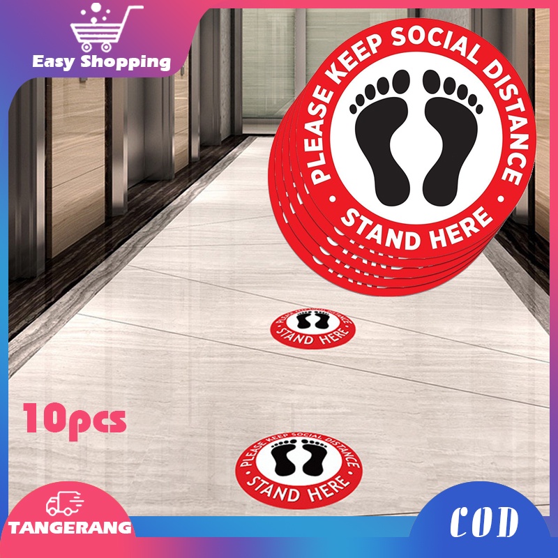 Jual 10cm Stiker Jaga Jarak Social Distancing 24cm Waterproof Stiker ...