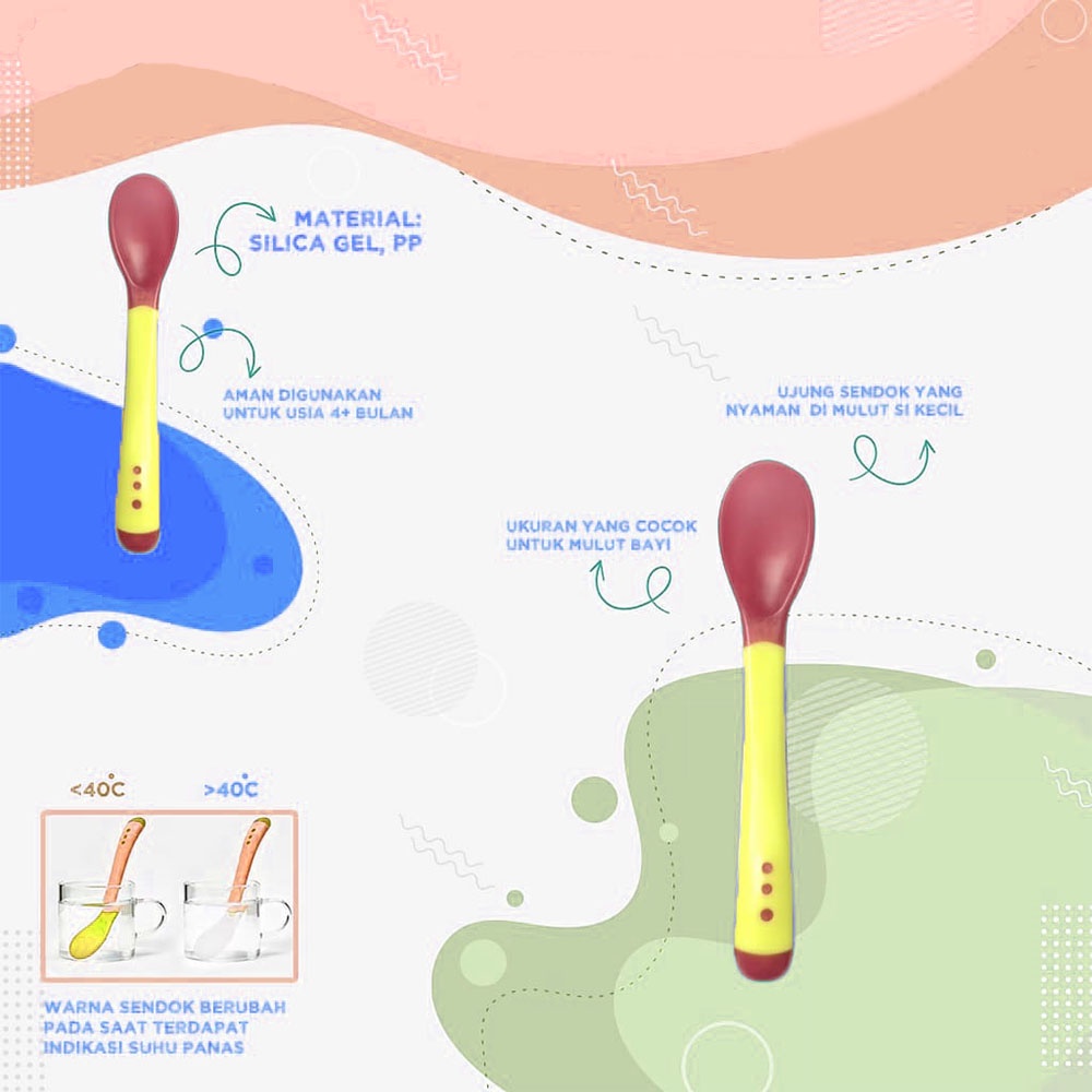 Jual Sendok Garpu Makan Bayi / Sendok Makan Bayi Sensor Panas / Spoon ...
