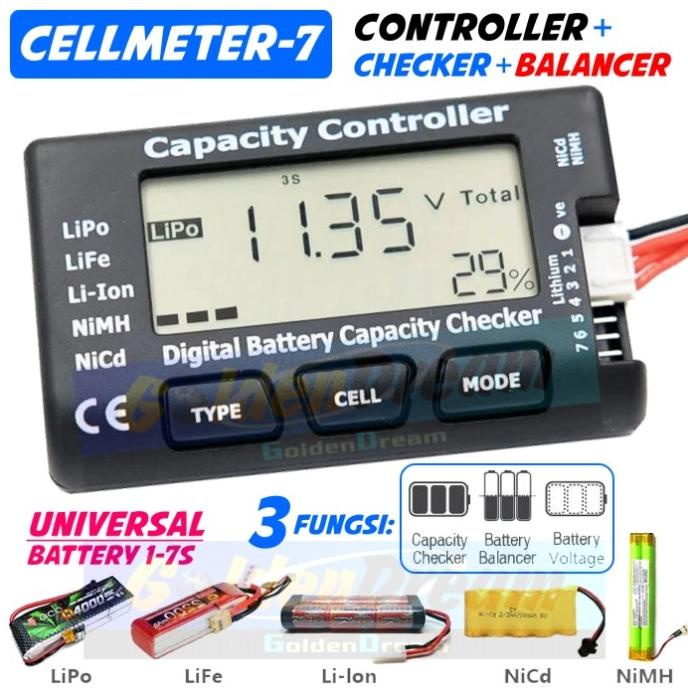 Jual Cellmeter 7 Battery Capacity Controller Checker Balancer Lipo ...