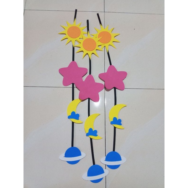 Jual 1 helai hiasan gantung tema luar angkasa bahan busa hati//hiasan kelas//hiasan jendela ...