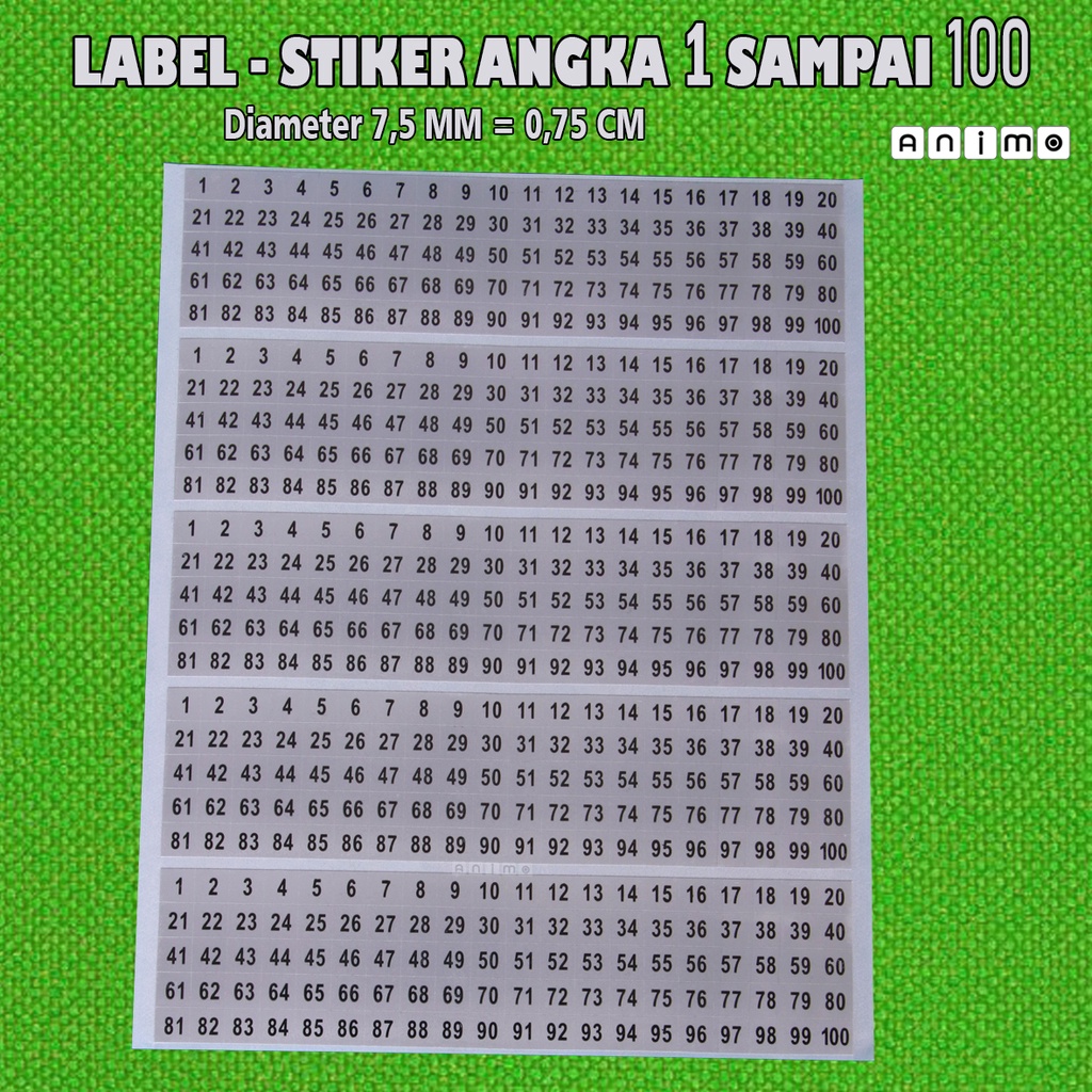 Jual LABEL - STIKER ANGKA WARNA 1 SD 100 - COLOR NUMBER STICKERS 1 UP ...