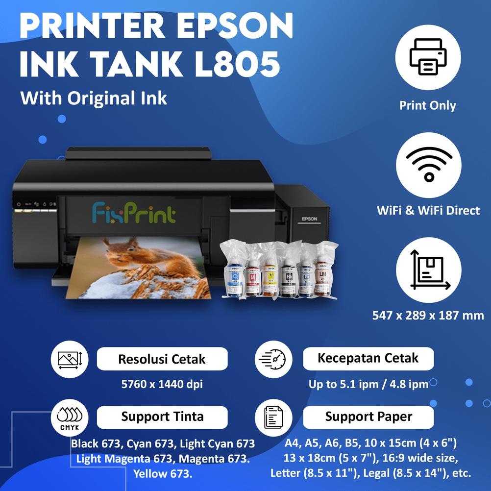 Jual Printer Epson L805 L 805 L-805 Printer Photo A4 WiFi Ink Tank L805 Tinta Epson 673 Black ...
