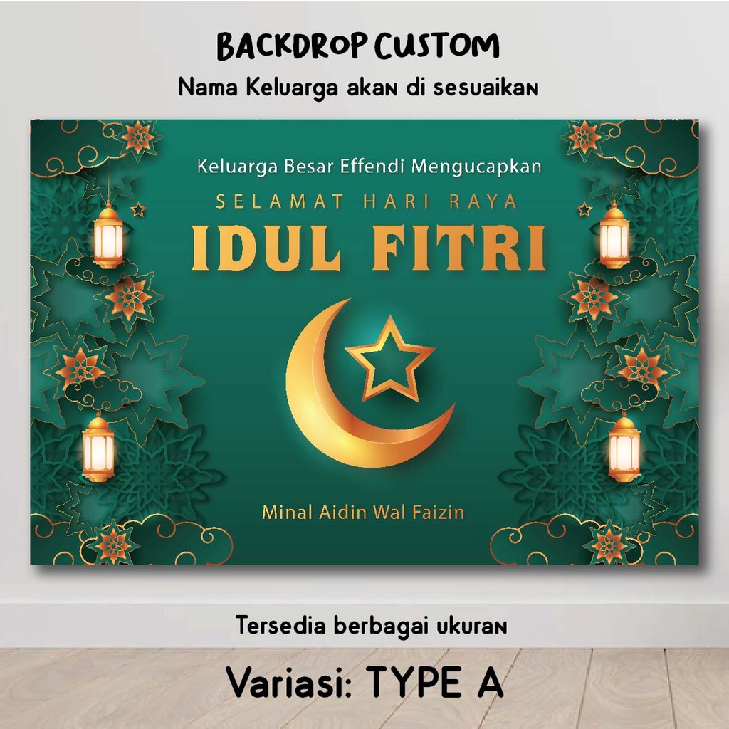 Jual BACKDROP LEBARAN UCAPAN IDUL FITRI MINAL AIDIN WAL FAIZIN CUSTOM ...