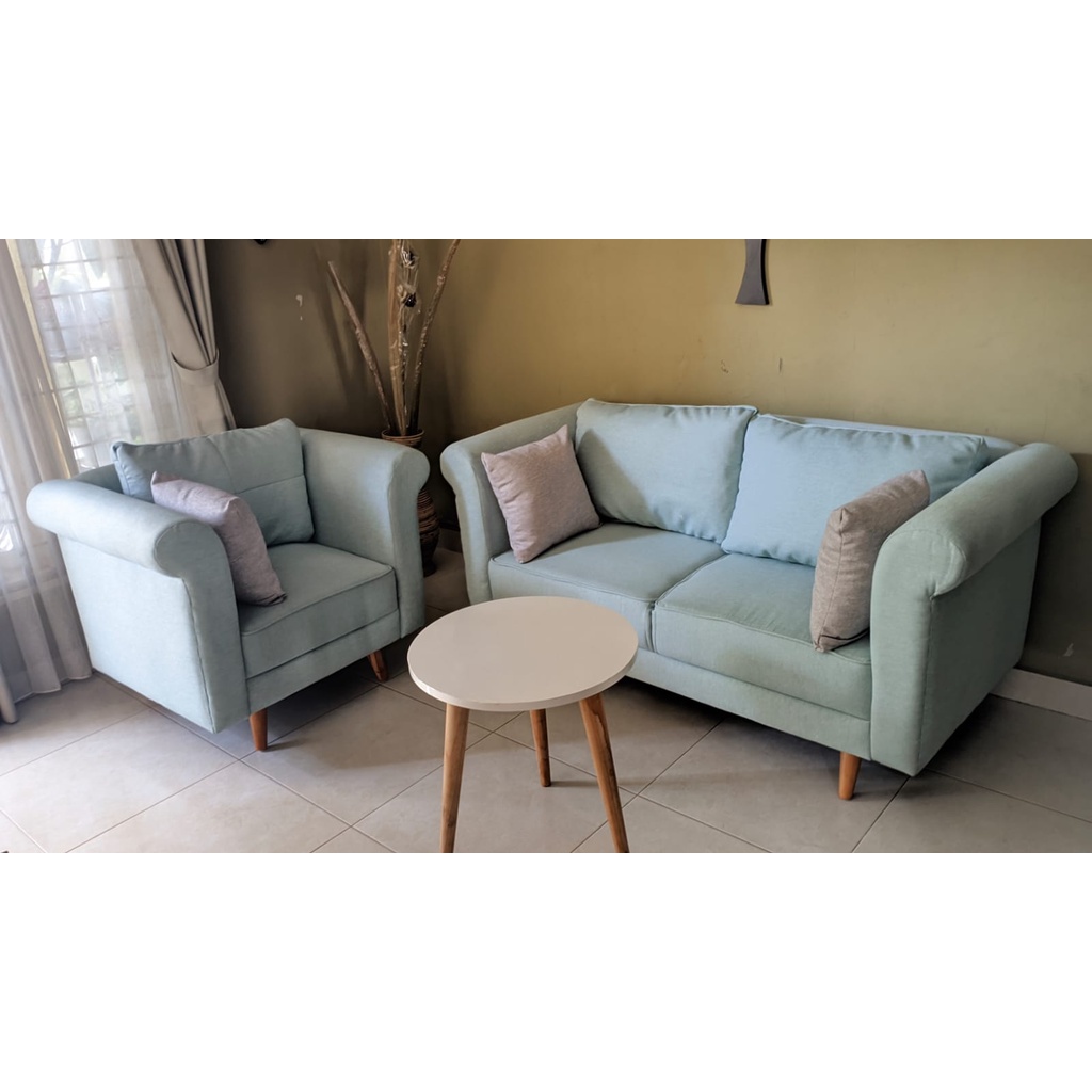 Jual SOFA DAUN 2+1 SEATER + MEJA BULAT HPL | Shopee Indonesia