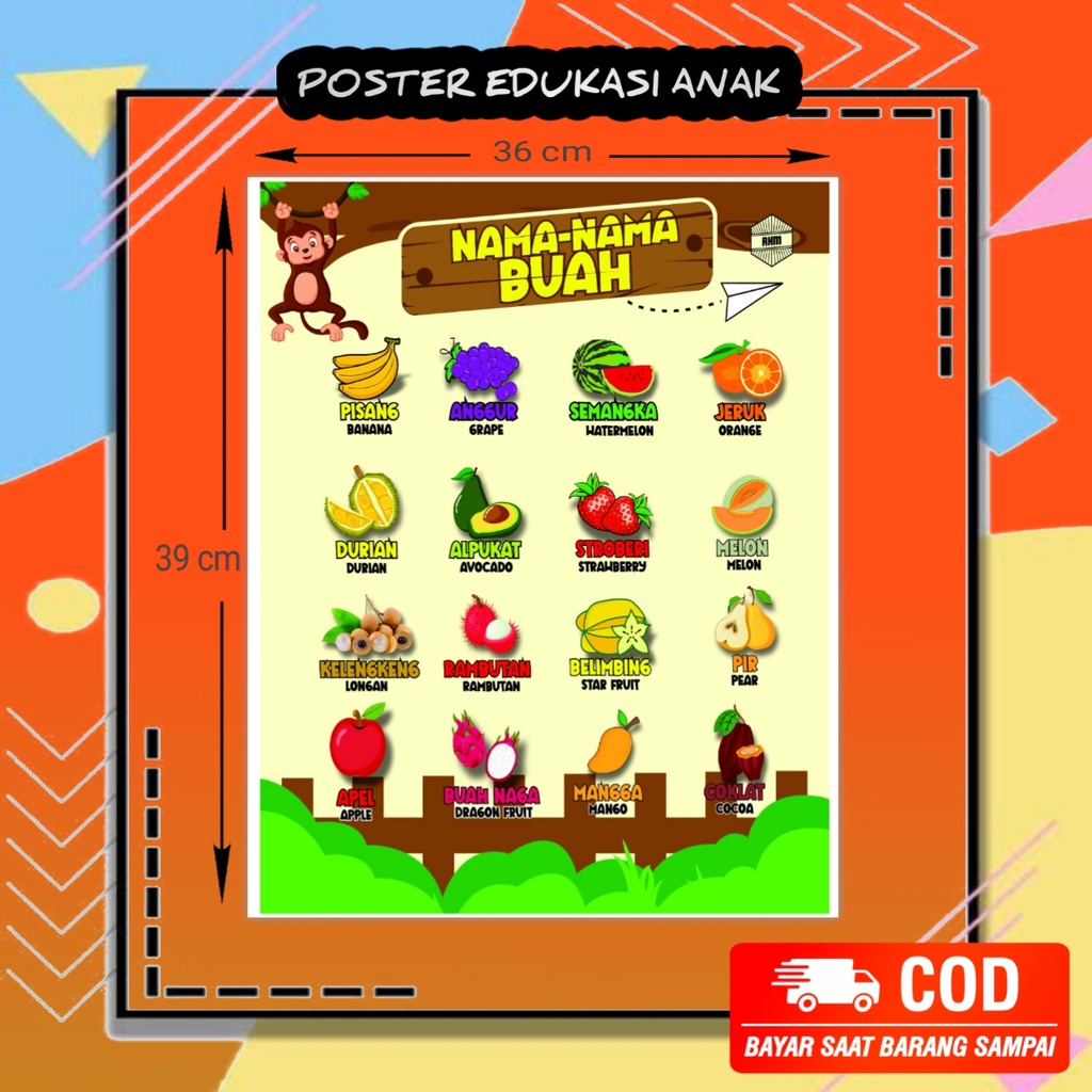 Jual Poster / Poster Edukasi Anak / Mainan Edukatif / Poster Dinding ...