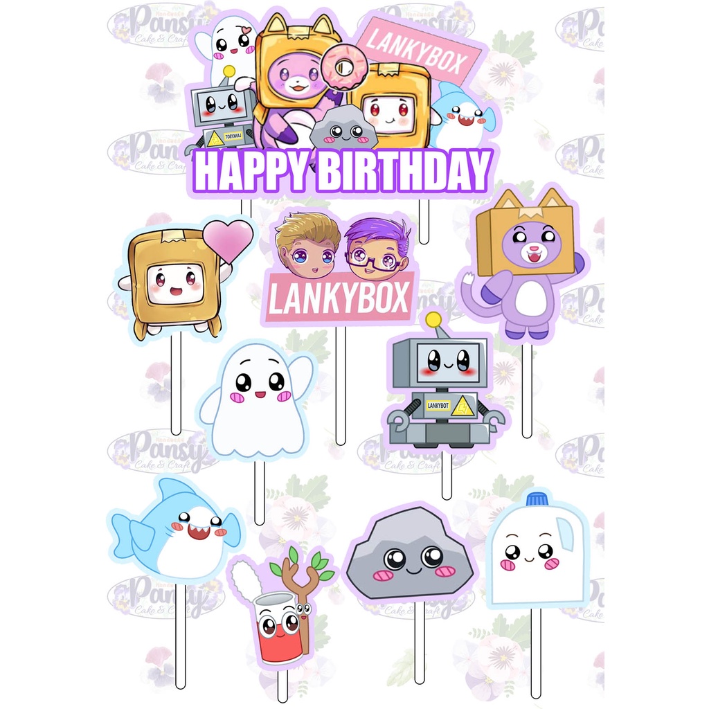 Jual Cake topper / Cupcake topper Lanky Box + Banner Birthday EKONOMIS ...