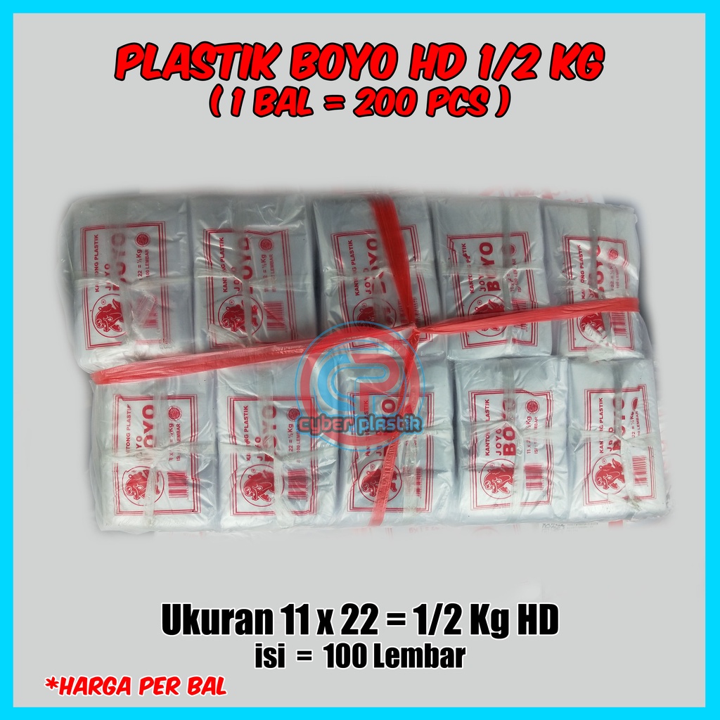 Jual Plastik Boyo HD 1/2 kg Buram 0,1 (TIPIS) ukuran 11 x 22 = 1 BAL ...