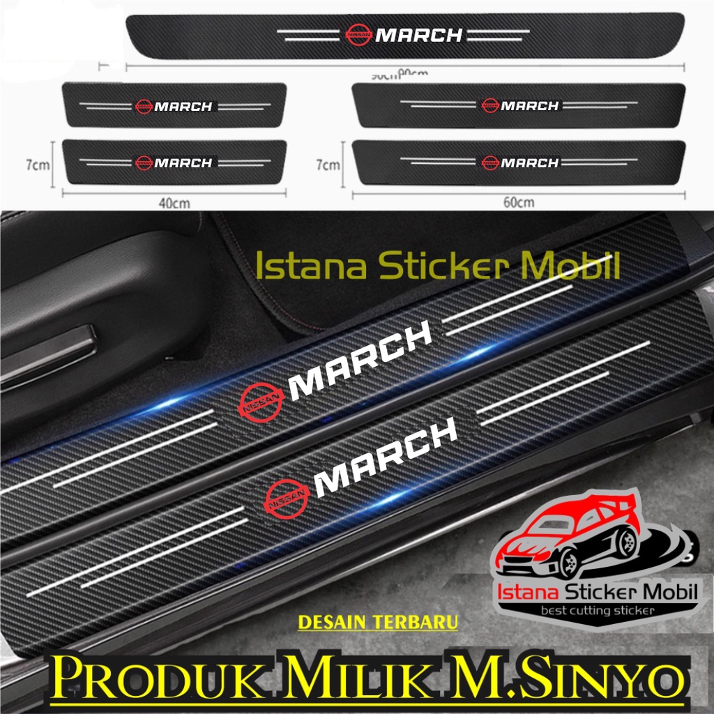 Jual STIKER KARBON MOBIL MARCH STICKER KARBON 3D PIJAKAN PINTU BAGAGSI ...