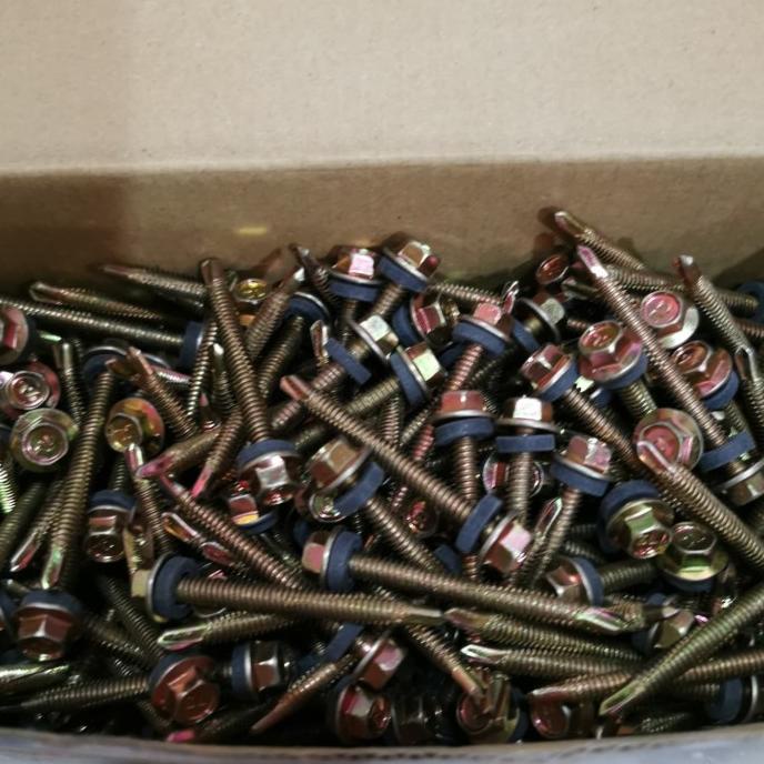 Jual SKRUP ROOFING 5 CM PER KOTAK SEKRUP HOLO BESI BAJA KUNING 5CM ...