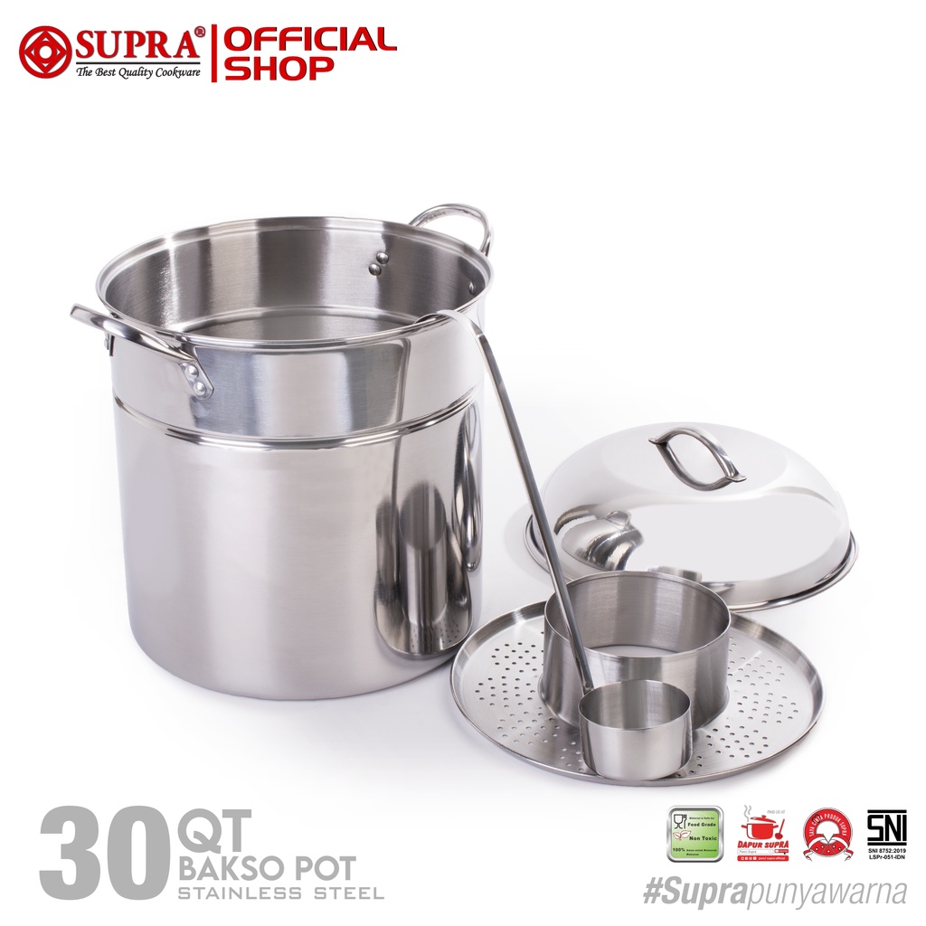 Jual SUPRA Panci Stainless Steel 30 Qt Bakso Pot | Shopee Indonesia