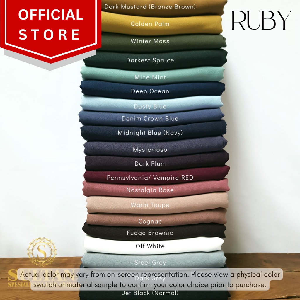 Jual 50CM RUBY WOOLYCREPE POLOS WARNA LENGKAP KAIN ABAYA SULTAN ...
