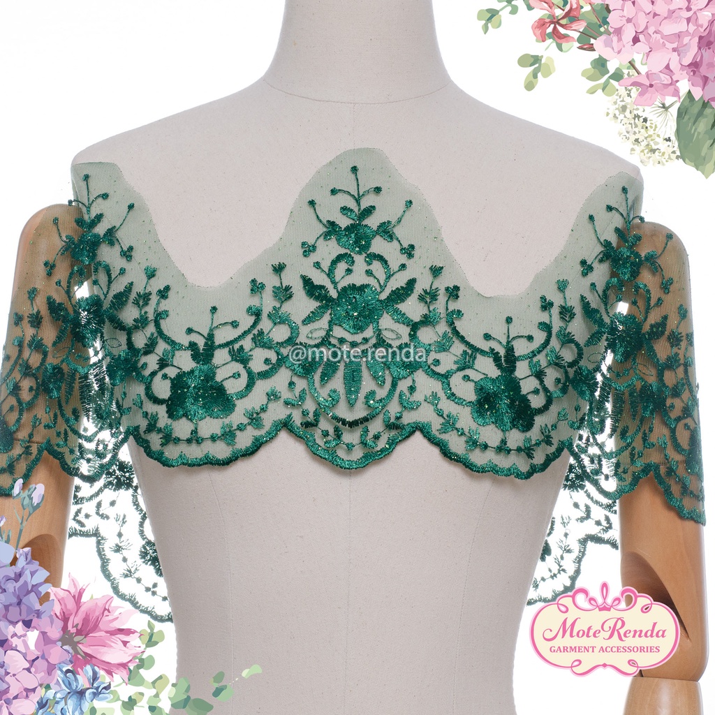 Jual Renda lace warna hijau, lebar 17cm (harga per 50cm) kode 5LKB17 ...