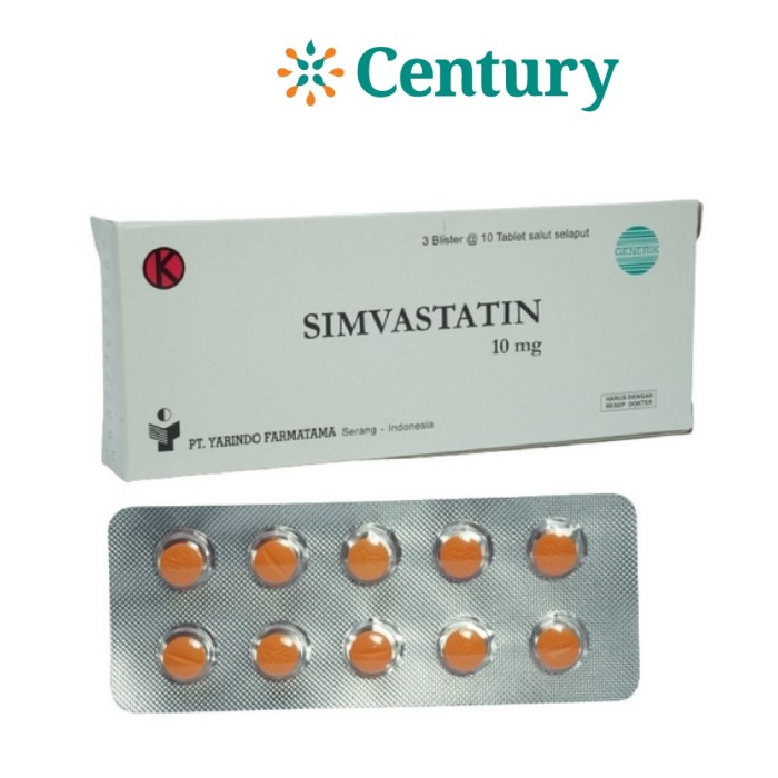 Jual SIMVASTATIN 10 MG 1 STRIP ISI 10 TABLET/OBAT KOLESTEROL | Shopee ...
