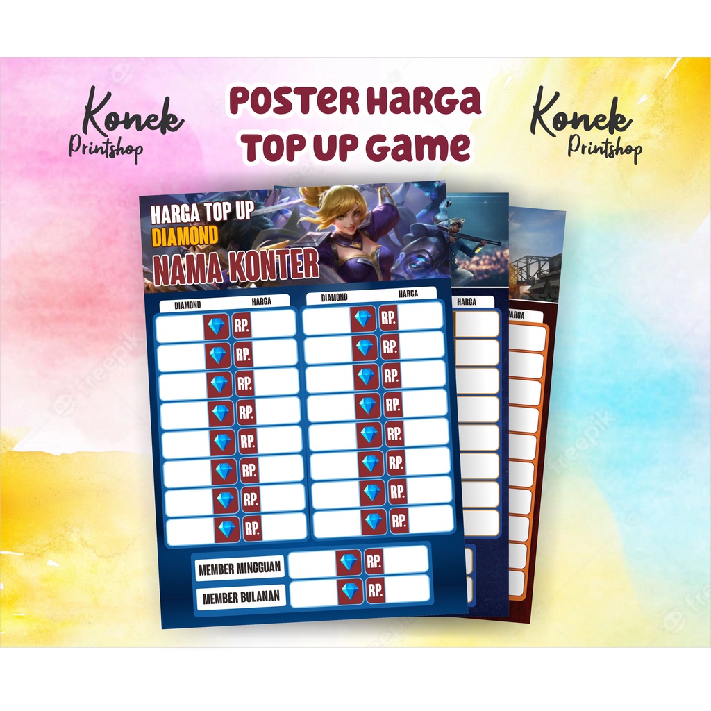 Jual Poster Konter Poster Top Up Game Daftar Harga Top Up Game | Shopee ...