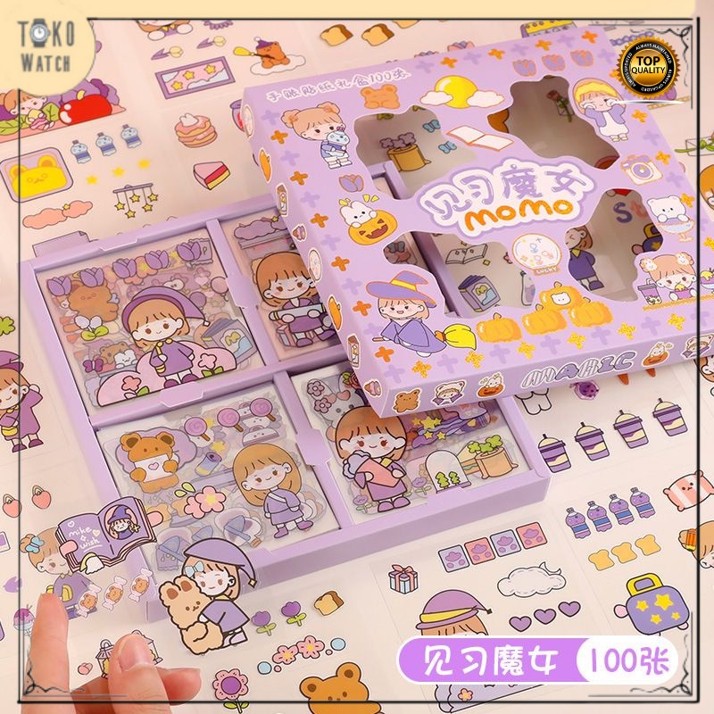 Jual Stiker 100 Lembar Sticker 2D Momo Motif Kartun Korea Lucu Anti Air ...