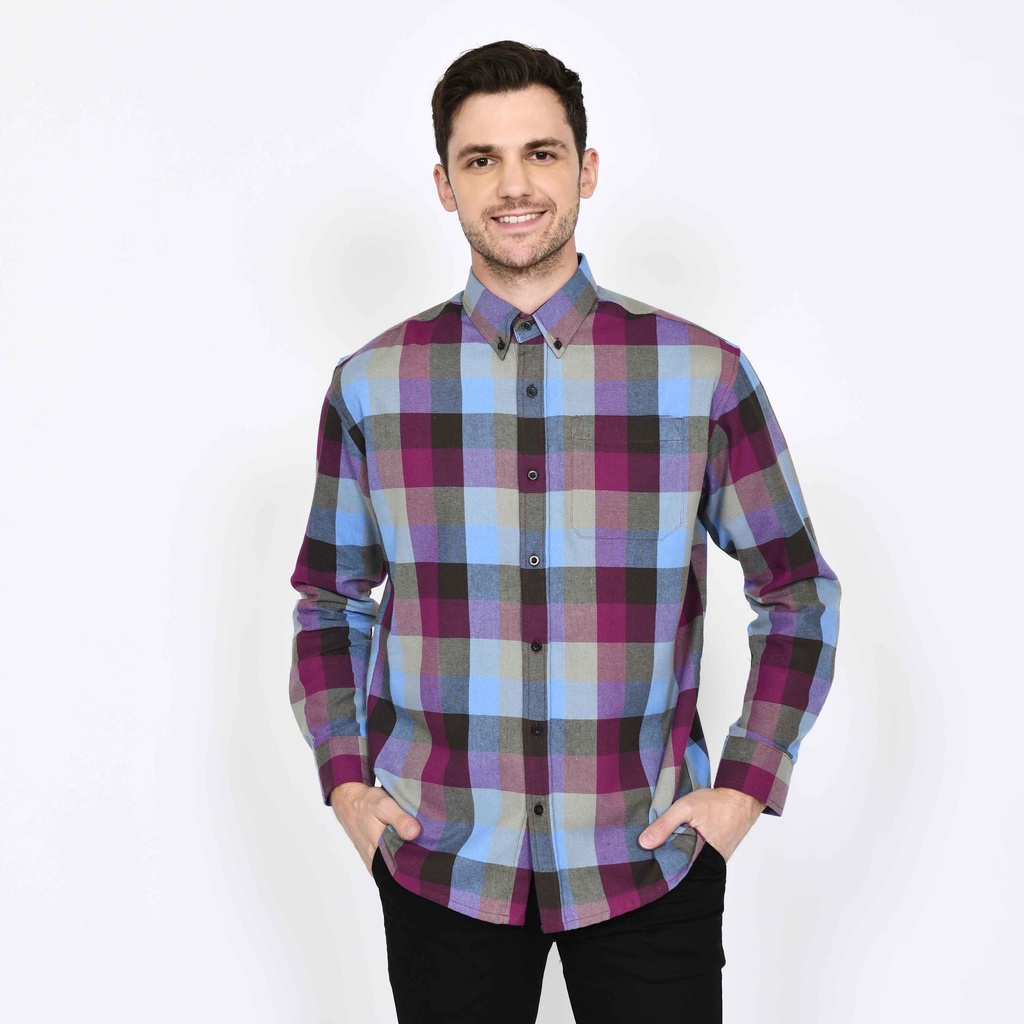 Jual SF Kemeja Katun Flannel Blue Violet/Unisex /Kemeja Katun Flannel ...
