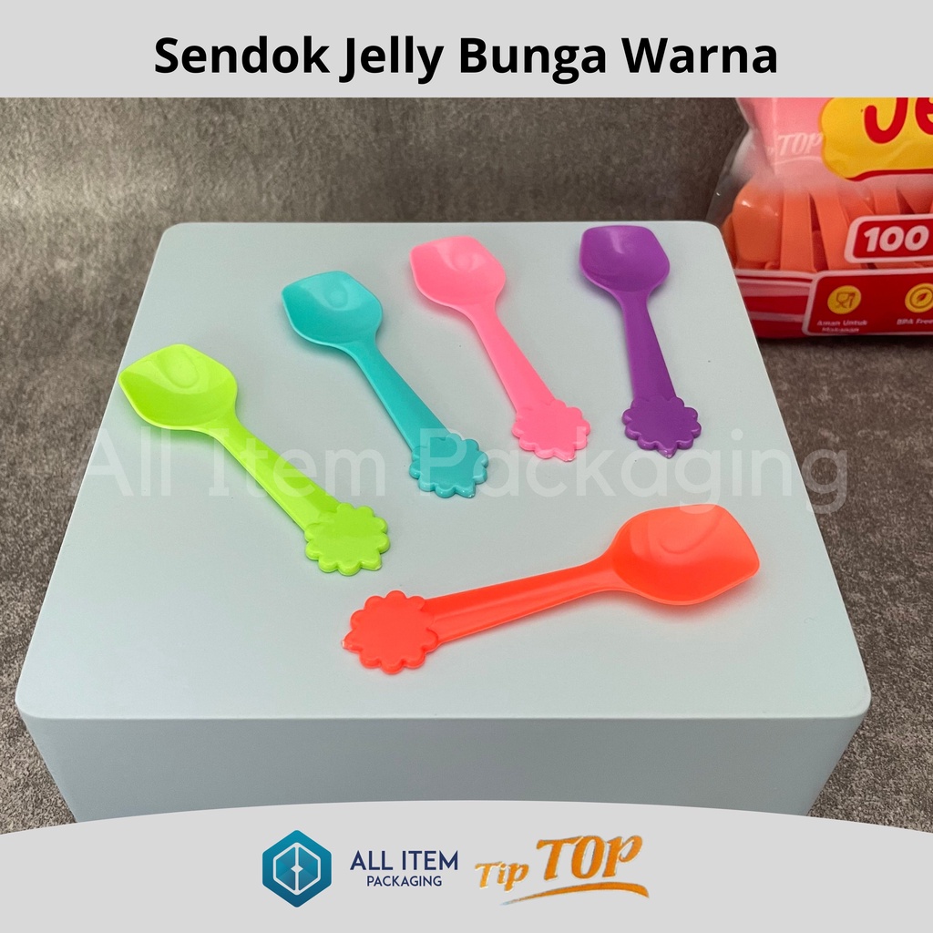 Jual Sendok Jelly Bunga TIPTOP WARNA Acak / Sendok Pudding Ice Cream ...
