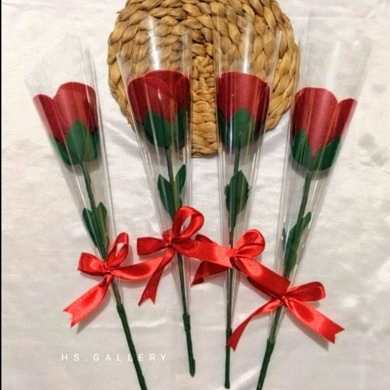 Jual Bunga mawar flanel tangkai / bunga mawar buket / souvenir bunga ...