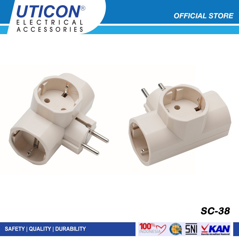 Jual Steker T Arde UTICON - SC38 SC-38 Colokan TIGA 3 ORIGINAL KUNINGAN BAGUS | Shopee Indonesia