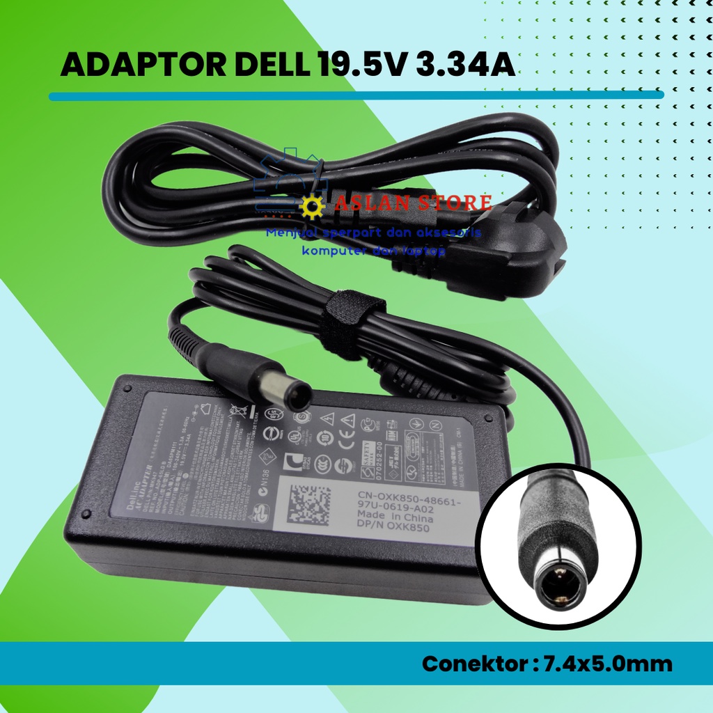 Jual Adaptor Charger Dell 19.5V 3.34A HA65NS5-00 09RN2C DA65NM111-00 ...