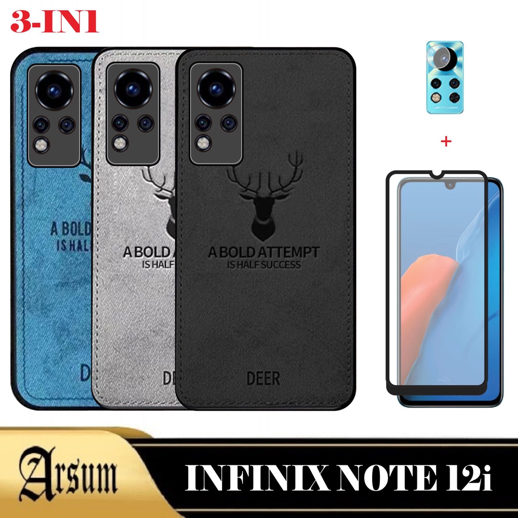 Jual Paket 3in1 Softcase DEER Infinix Note 12i 2022 Case Motif Jeans Casing Handphone hardcase ...