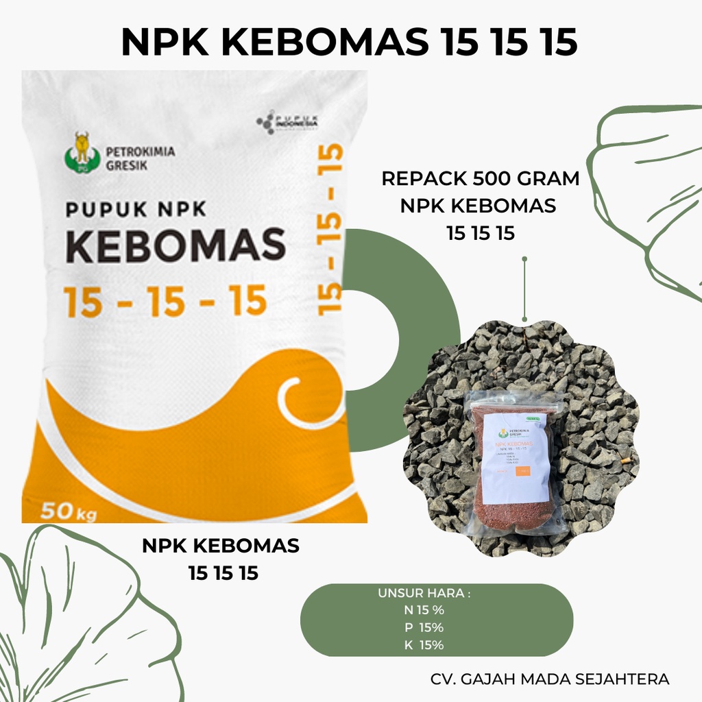 Jual Pupuk NPK KEBOMAS 15-15-15 PETRO REPACK 500 G | Shopee Indonesia