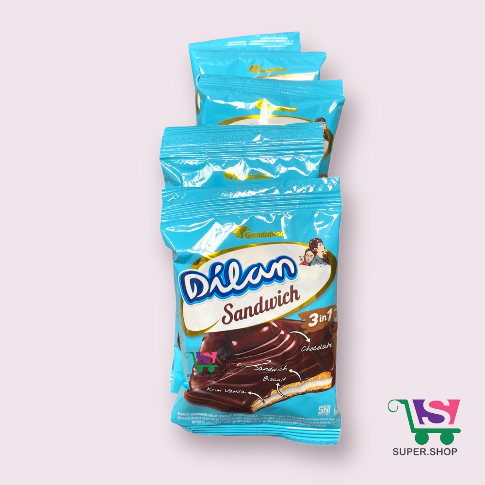 Jual Dilan Sandwich 3in1 Biskuit Sandwich Cokelat RENCENG (isi 10 pc ...