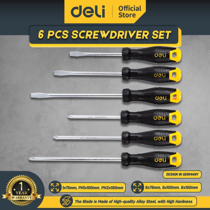 Jual Deli Screwdriver Set / Obeng Set 6 Pcs EDL620006 | Shopee Indonesia