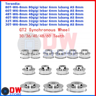 Jual 2GT GT2 Timing Pulley Teeth Gigi 30 32 40 48 60 80 Lebar 6mm Bore 8mm 30T 32T 40T 48T 60T ...