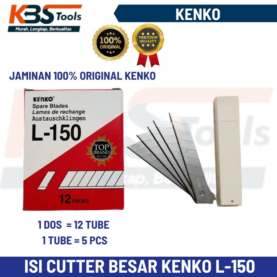 Jual Isi Refill Mata Cutter Besar KENKO L150 1 DUS - Mata Pisau Kater L 150 (12 Tube) | Shopee ...