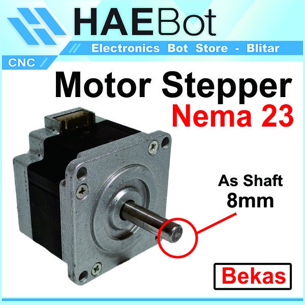 Jual [HAEBOT] Motor Stepper Nema 23 40mm As Shaft 8mm Bekas Second CNC ...