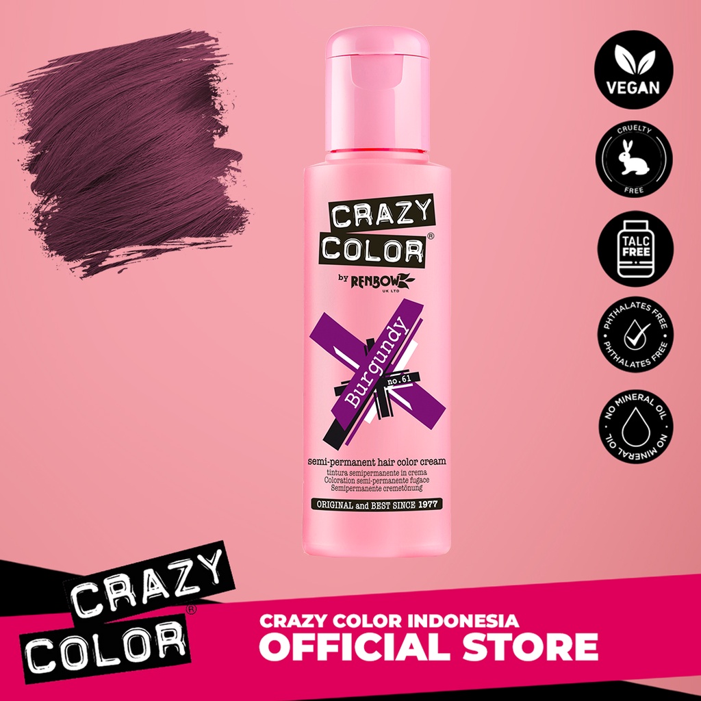 Jual Crazy Color Semi Permanent Hair Color Burgundy Pewarna Rambut ...