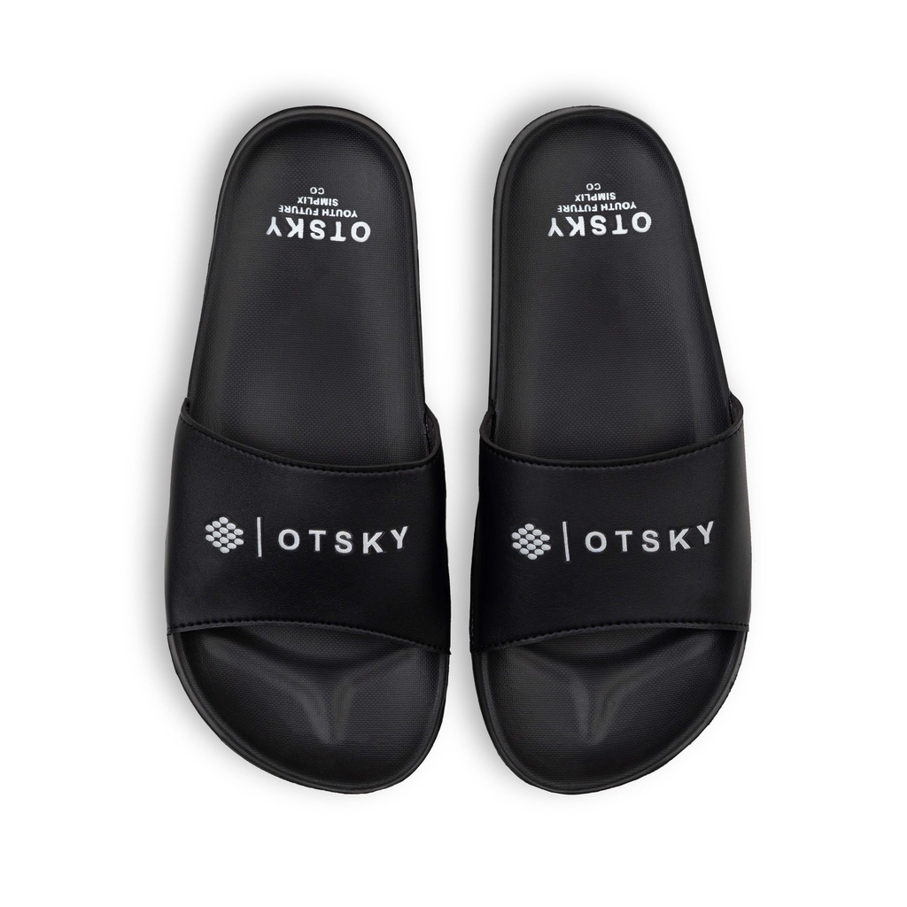 Jual Otsky Sandal Slide Slip On Series Font Logo White-12E & Black Pria ...
