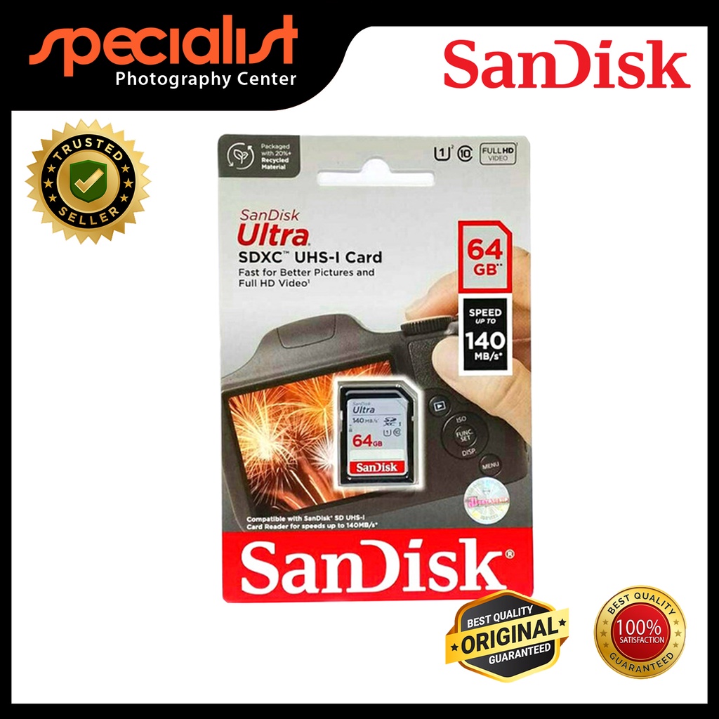 Jual Sandisk Ultra SDXC UHS-I Card 64GB 140mbps | Shopee Indonesia