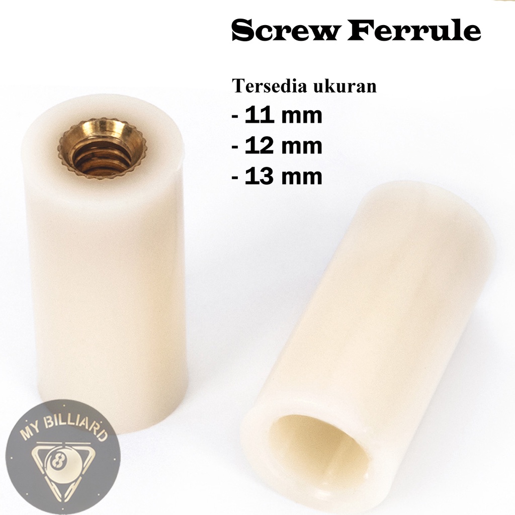 Jual Ferrule Screw Dan Cue Tip Drat Baut Besi Billiard set stik 13 12 ...