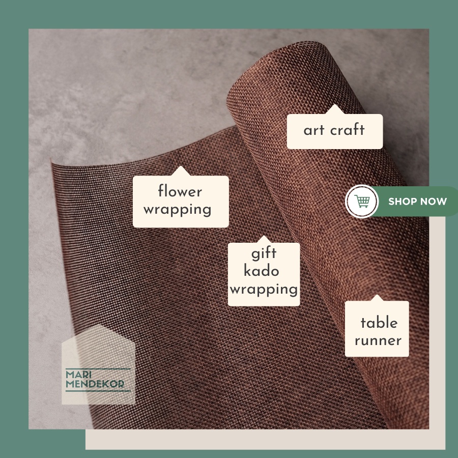 Jual PER ROLL Kain Goni Pita Goni Jute Burlap natural dekorasi bunga ...