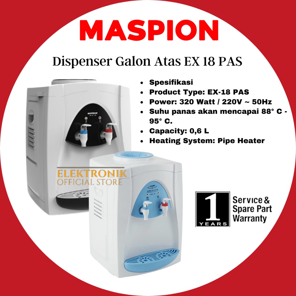 Jual MASPION DISPENSER GALON ATAS EX 18 PAS/EX18PAS/EX18 PAS/EX 18PAS ...