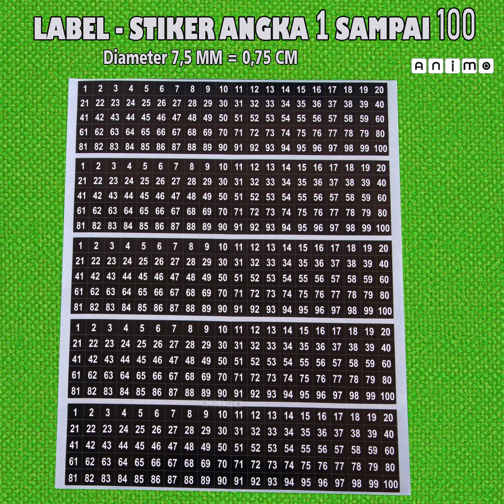 Jual LABEL - STIKER ANGKA WARNA 1 SD 100 - COLOR NUMBER STICKERS 1 UP ...