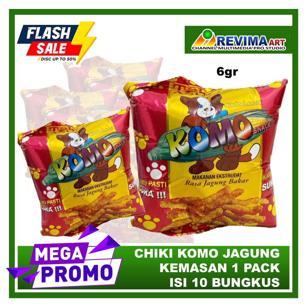 Jual Snack Ciki KOMO Rasa Jagung Bakar Kemasan 1 Pack / Ranceng isi 10 ...