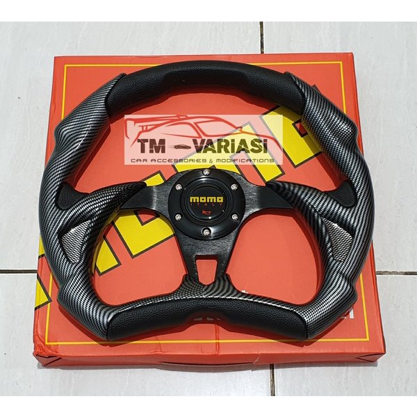 Jual Stir Racing Momo Alien 14 Inchi Hitam Kombinasi Karbon | Shopee ...