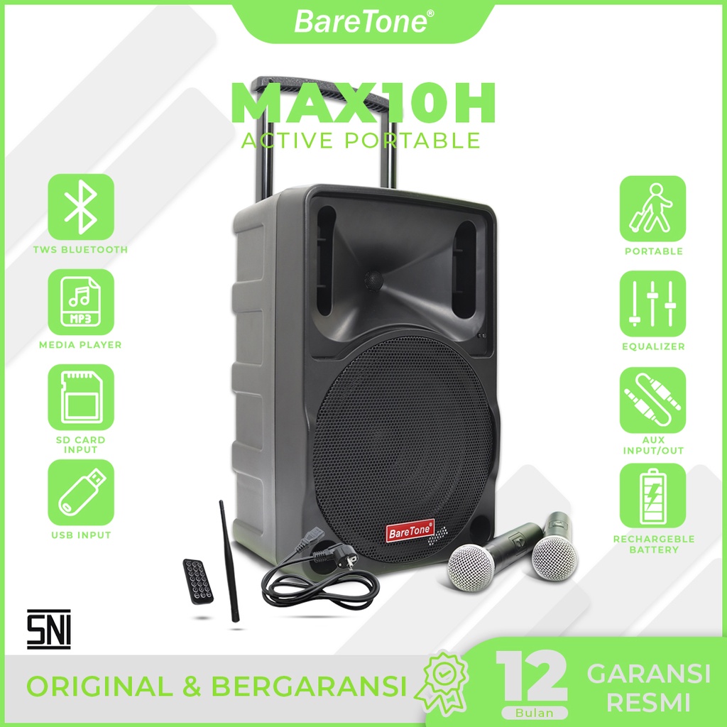 Jual BareTone Speaker Portable MAX10H Speaker Bluetooth 10 Inch Mini ...