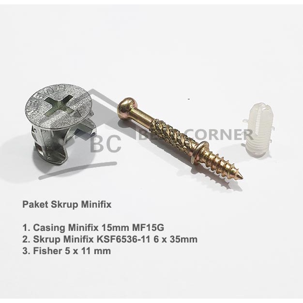 Jual Skrup Nanas Knock Down 15mm / Minifix komplit set | Shopee Indonesia