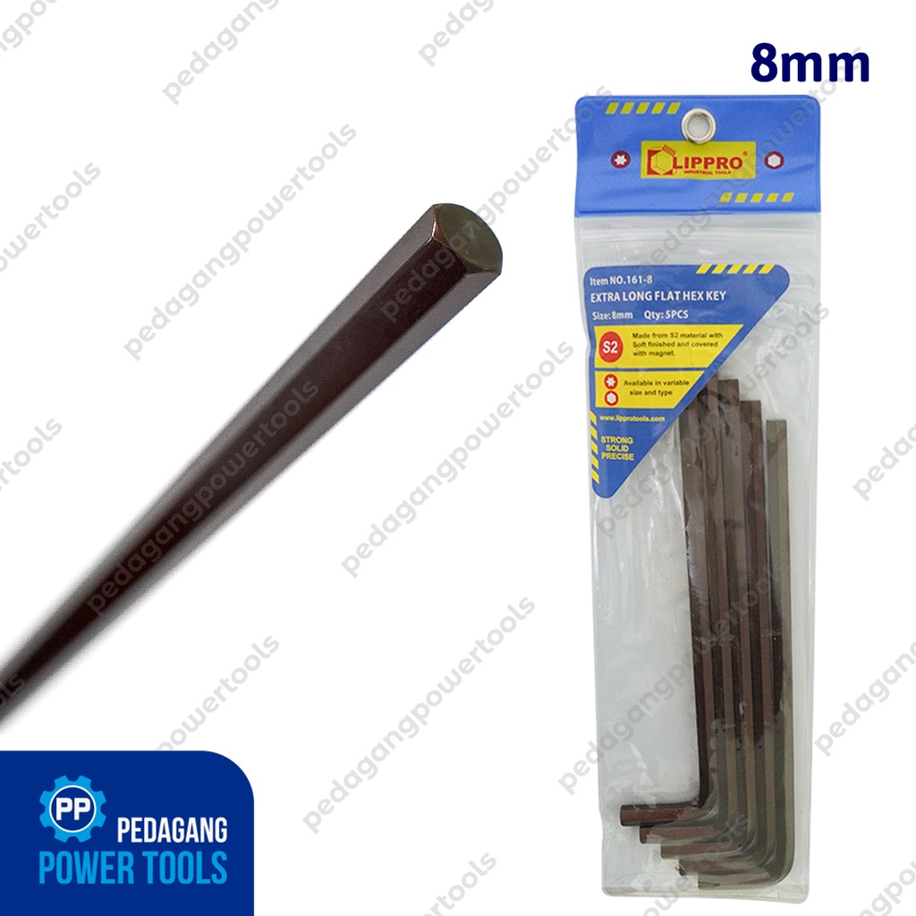 Jual LIPPRO 161 8 MM KUNCI L PANJANG FLAT S2 EXTRA LONG HEX KEY WRENCH ...