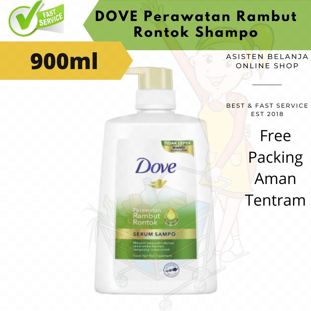 Jual DOVE Serum Sampo Perawatan Rambut Rontok Anti Hair Fall 900 ml ...
