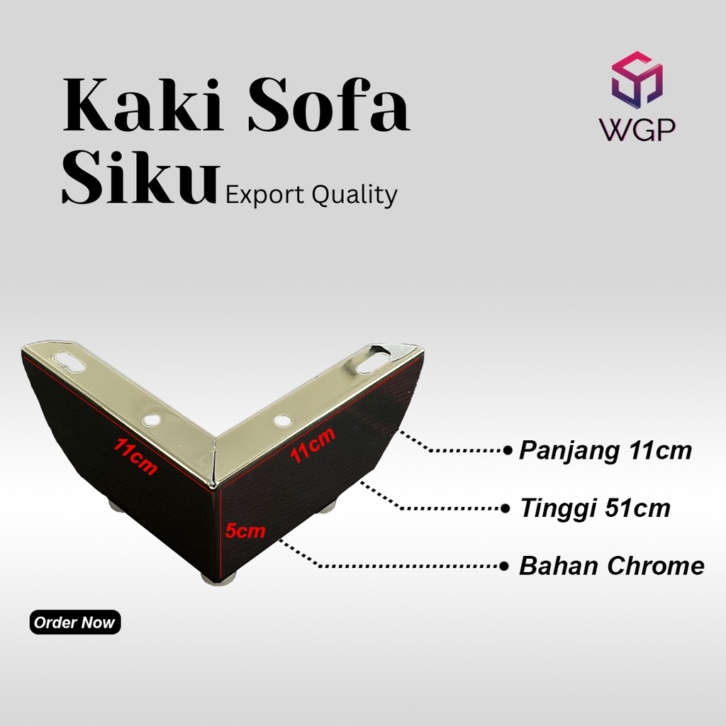 Jual Kaki Sofa / Meja / Lemari Model Siku Stainless Chrome 5cm | Shopee ...